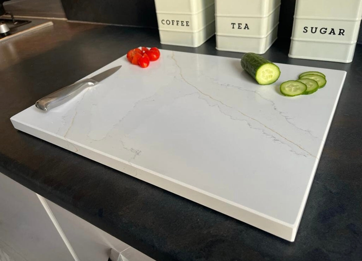 Calacatta Gold Quartz Stone Chopping Board – Luxury Quartz Cutz